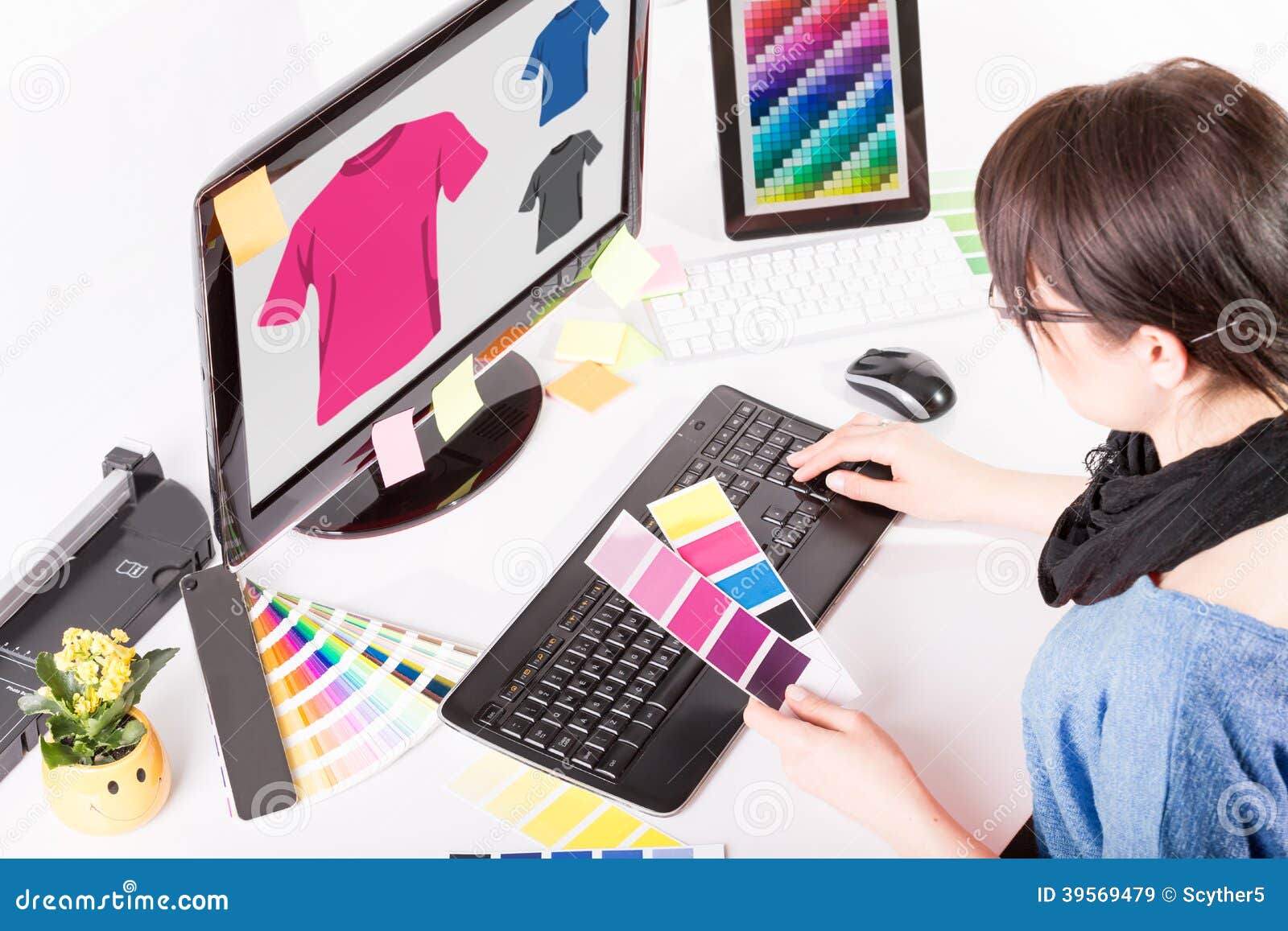 Graphic Designer at Work. Color Samples. Stock Image - Image of pantone ...