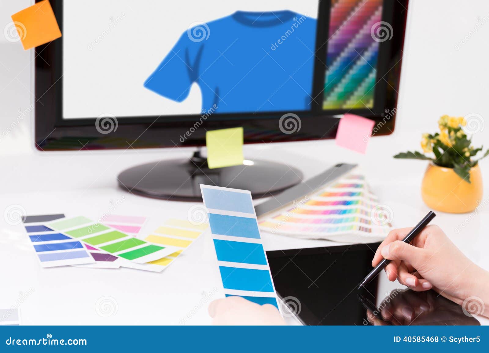 Graphic Designer at Work. Color Samples. Stock Photo - Image of palette ...