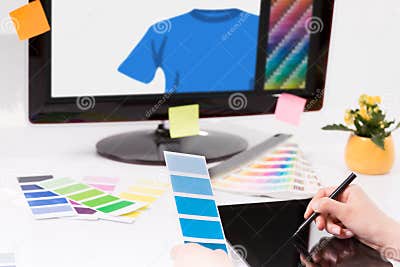 Graphic Designer at Work. Color Samples. Stock Photo - Image of palette ...