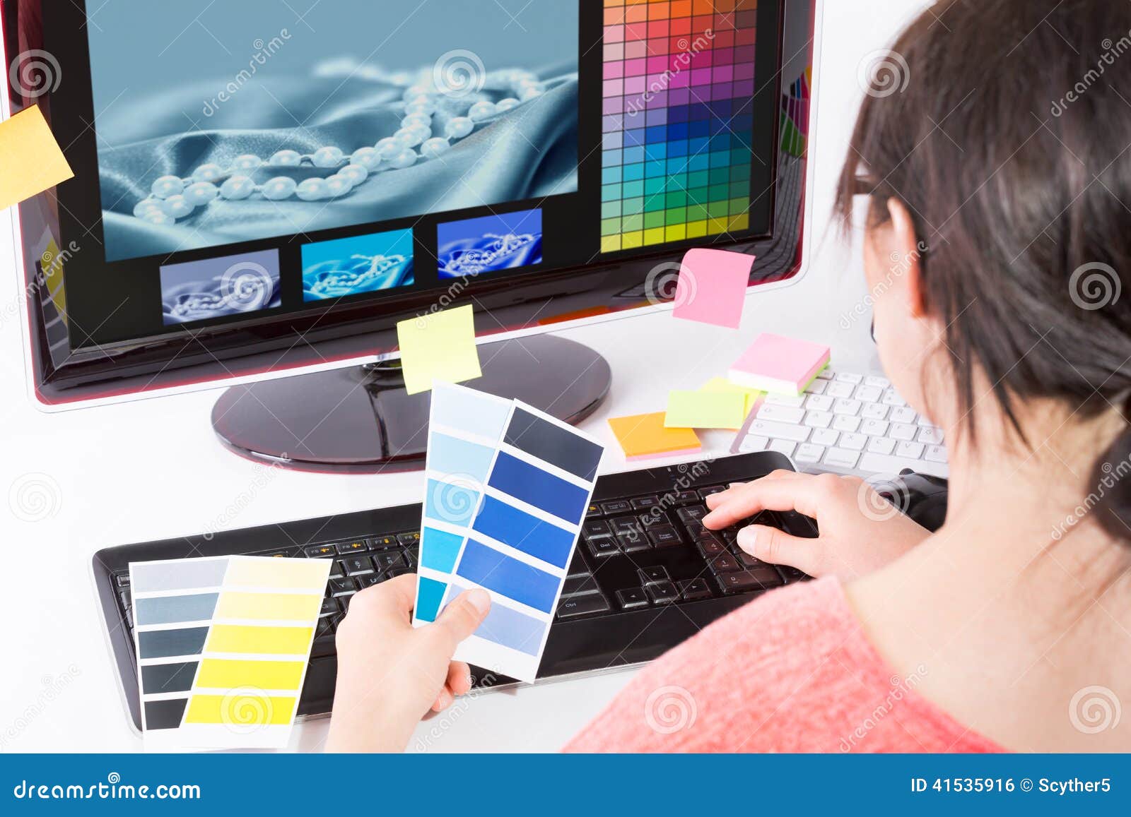 Graphic Designer at Work. Color Samples. Stock Photo - Image of palette ...