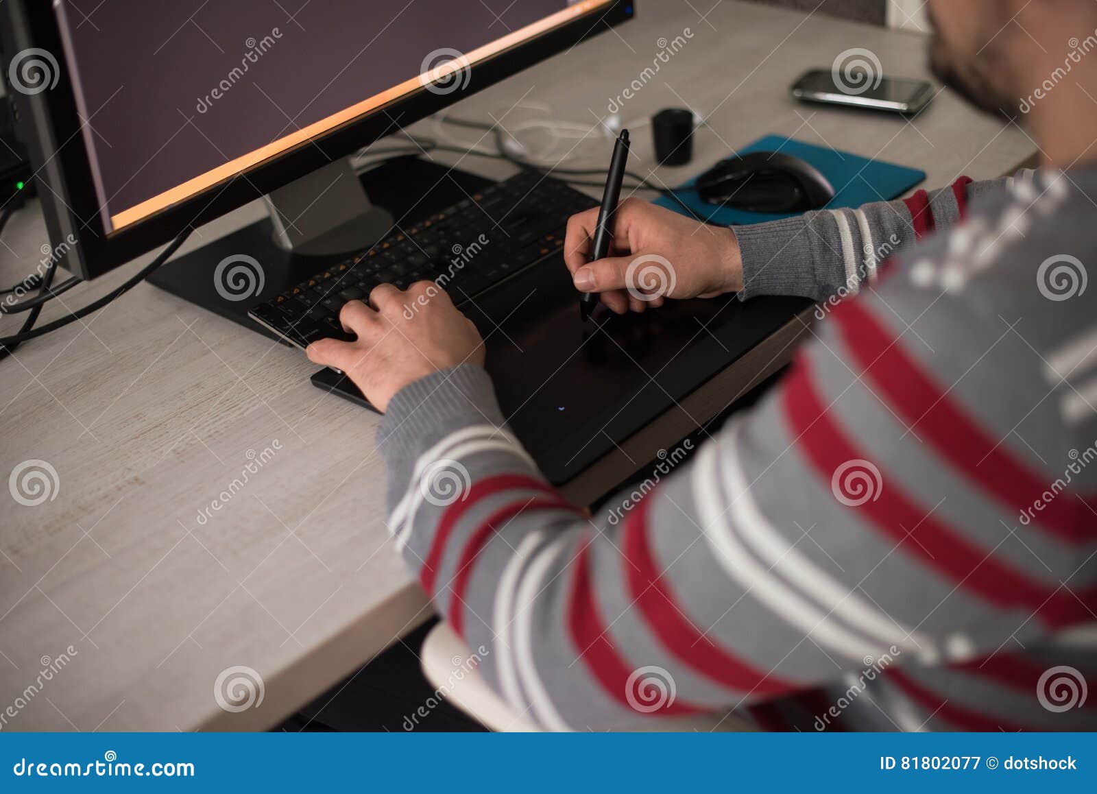 Graphic designer at work stock image. Image of responsive - 81802077