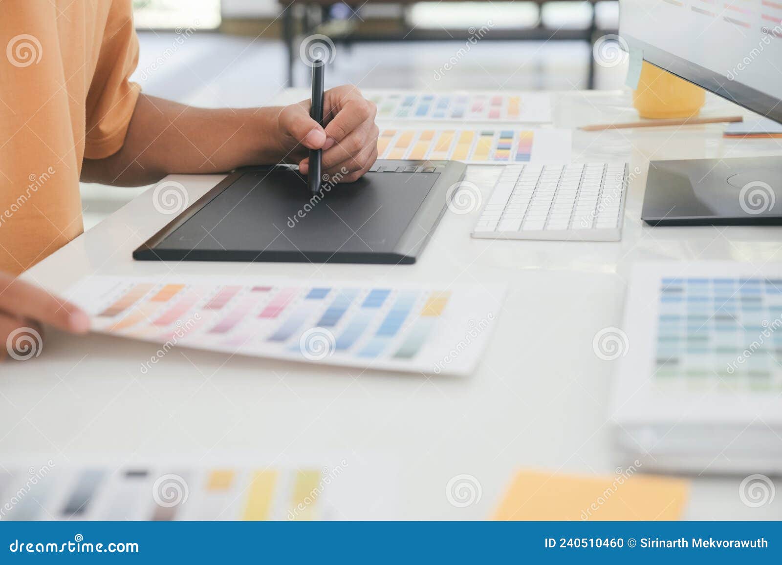 Young Photographer and Graphic Designer at Work in Office. Stock Photo ...