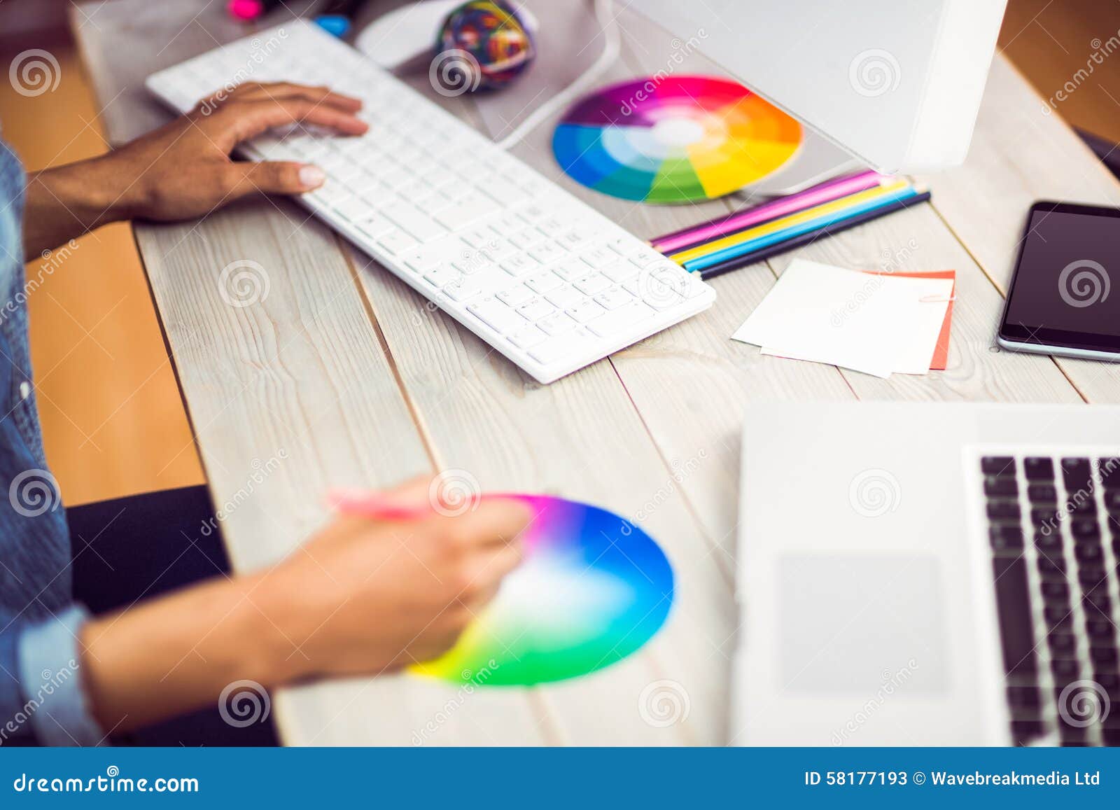 Graphic Designer Working with Colour Chart Stock Image - Image of adult ...