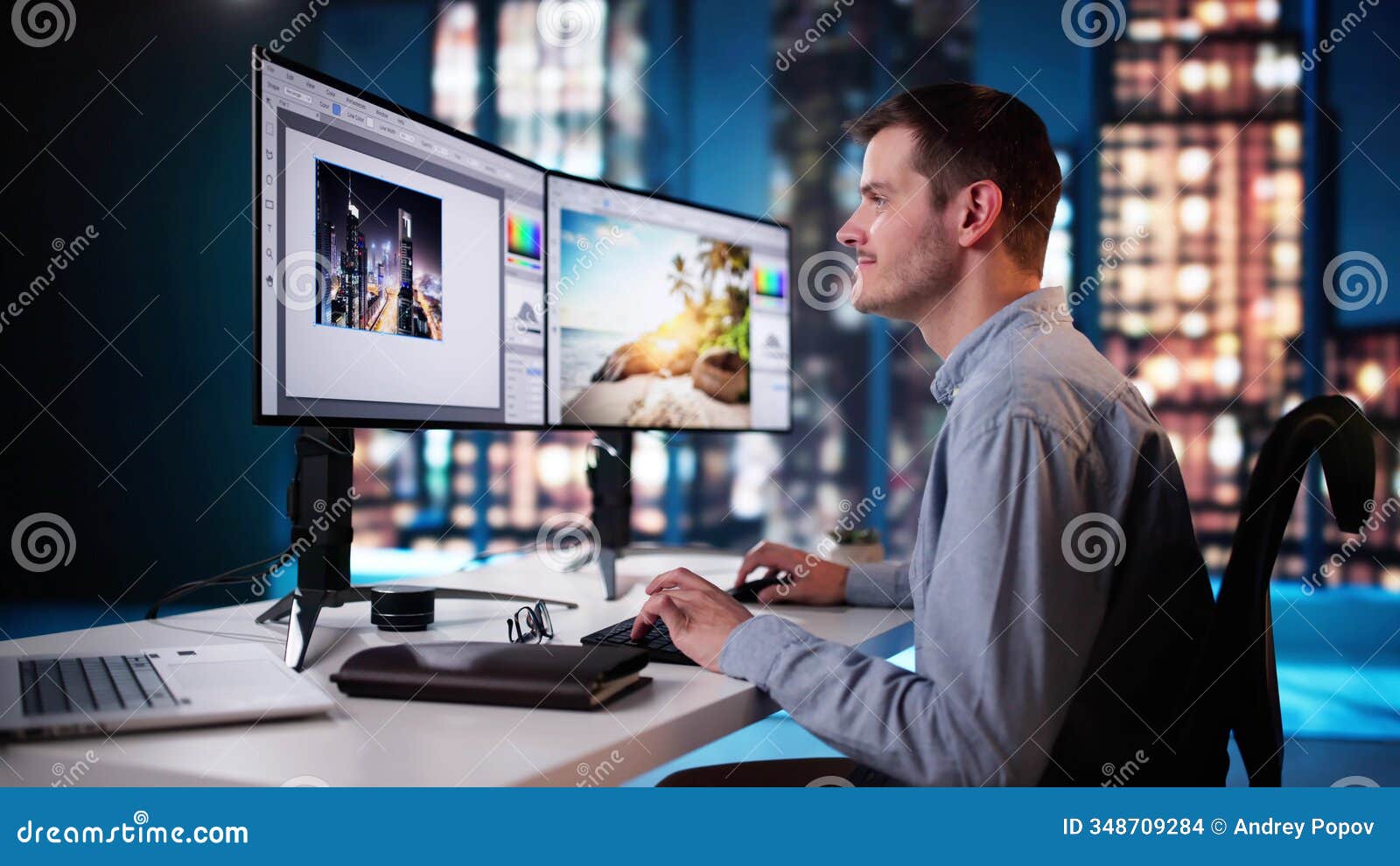 Graphic Designer Working on Computer Editing Stock Photo - Image of ...