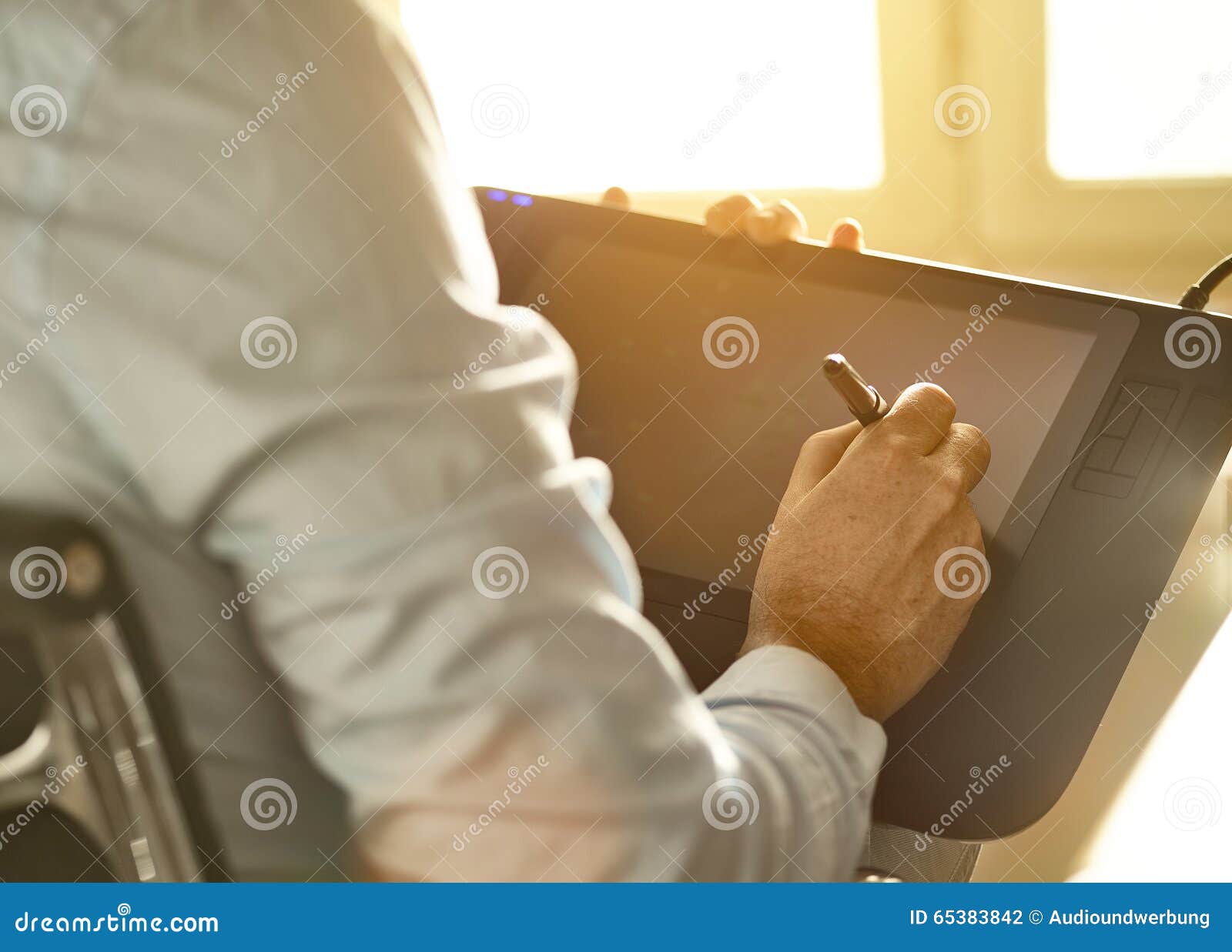 Graphic Designer Working with Digital Drawing Tablet and Pen Stock ...