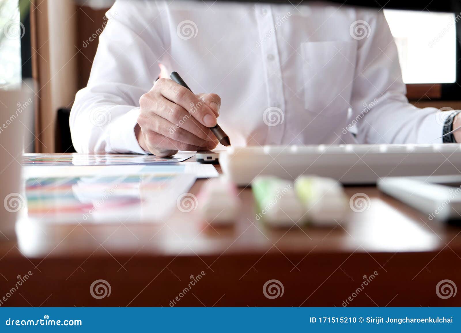 Graphic Designer Working on Digital Tablet. Artist Drawing on Graphic ...