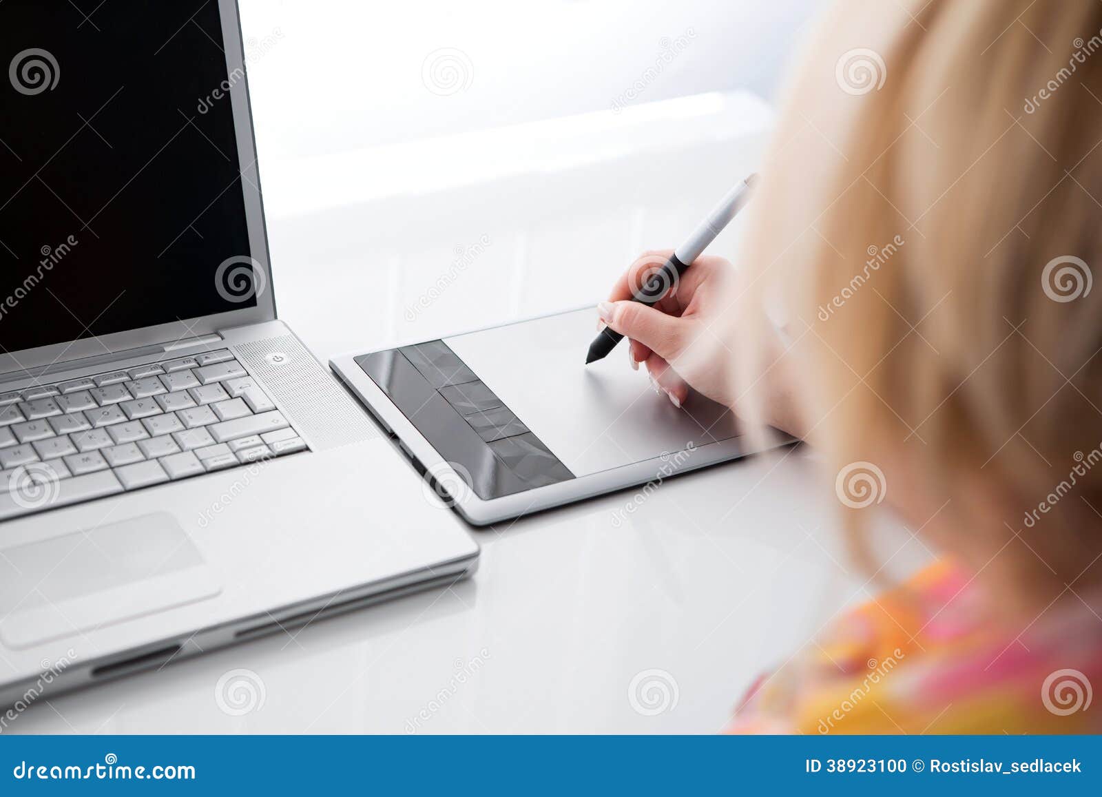 Graphic Designer Working on Digital Tablet Stock Photo - Image of ...