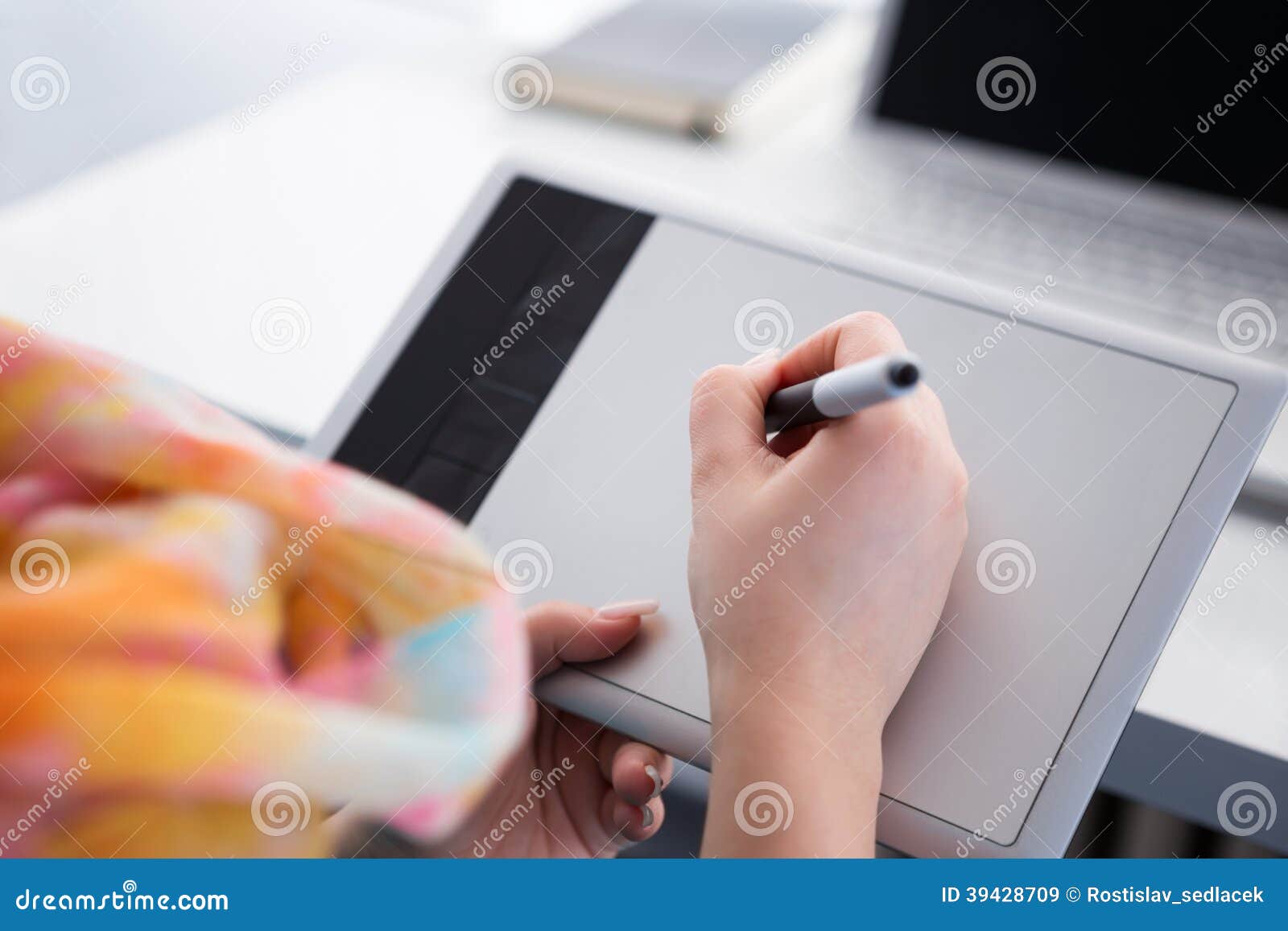 Graphic Designer Working on Digital Tablet Stock Image - Image of ...