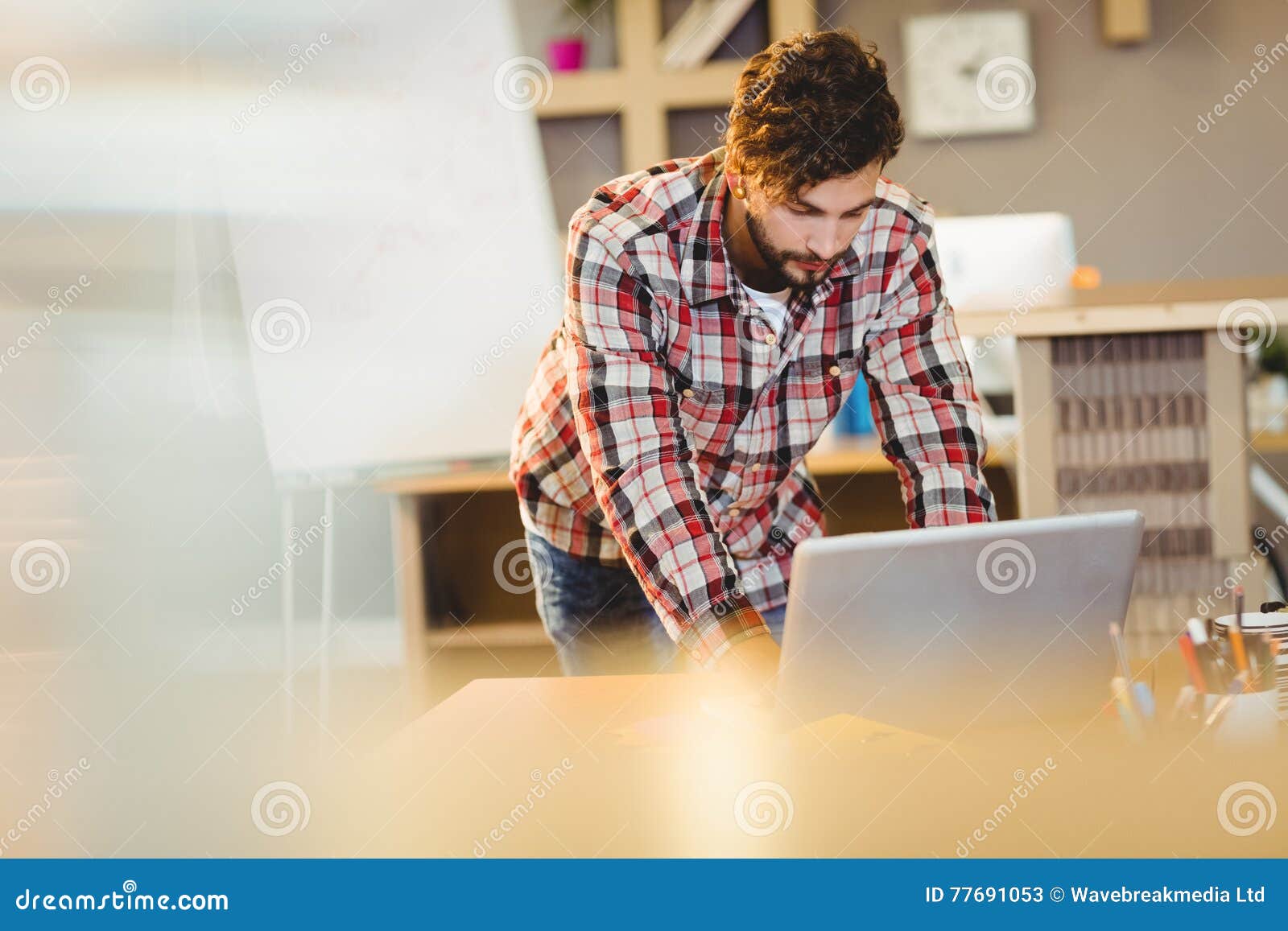 Graphic Designer Working on Laptop Stock Image - Image of creating ...
