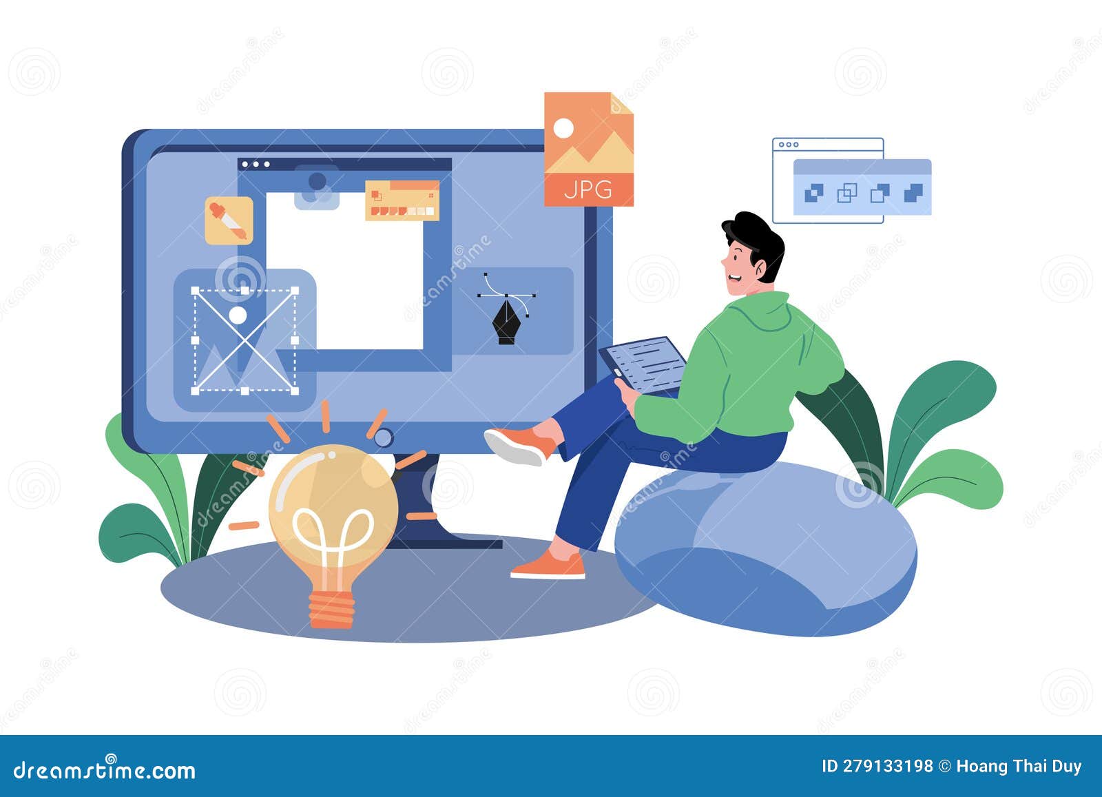 Graphic Designers Create Visual Content for Campaigns Stock Vector ...