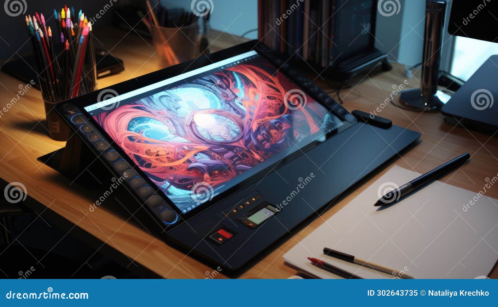 Graphic Designers Desk. Computer and Graphics Tablet Stock Image ...