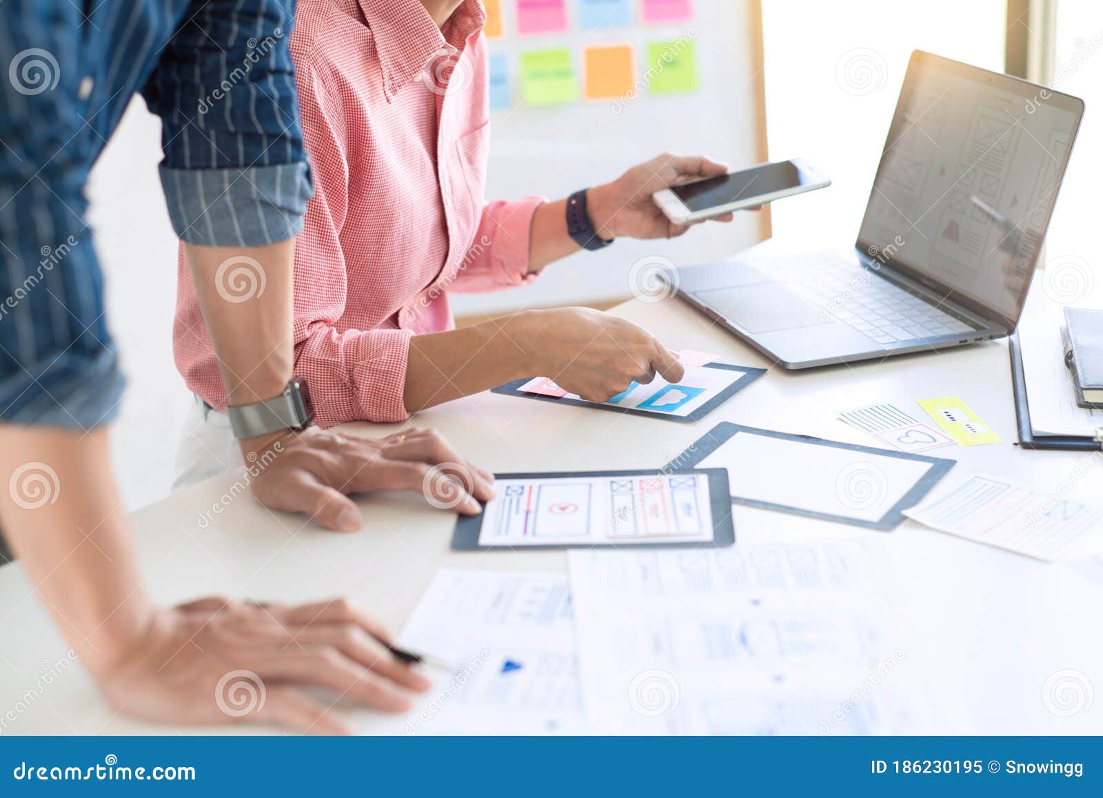 Graphic Designers Team Work Together with UX UI Designer Planning ...