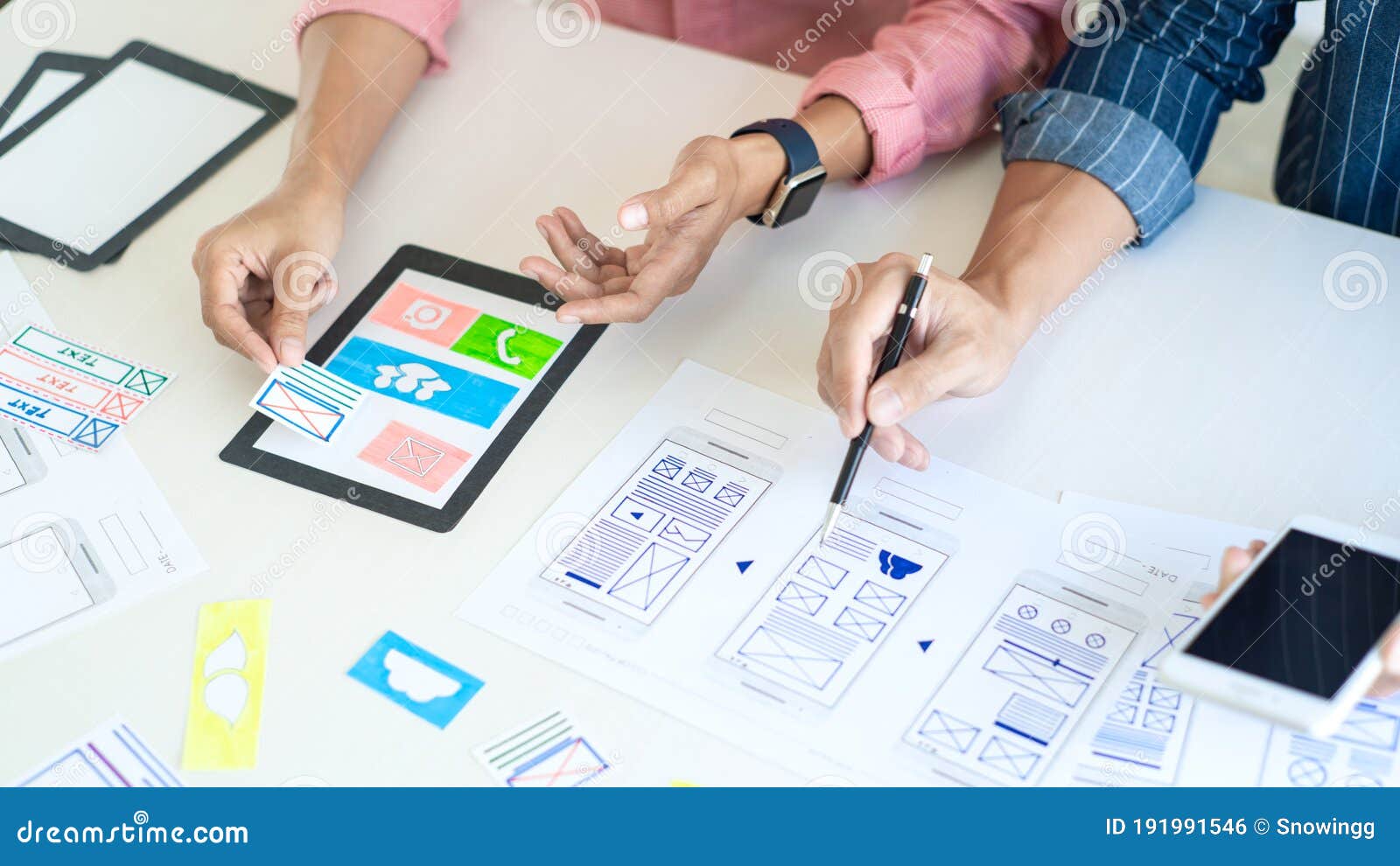 Graphic Designers Team Work Together with UX UI Designer Planning ...