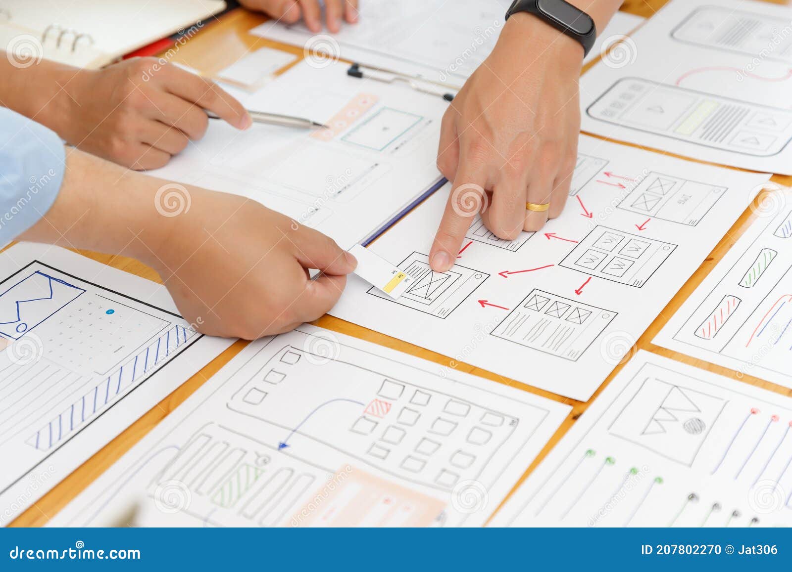 Graphic Designers Work Together with UX UI Designer Planning ...