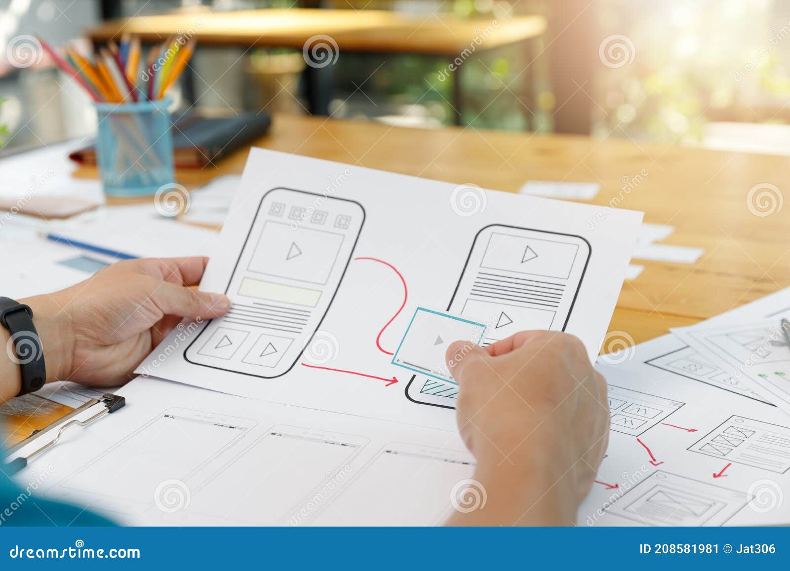 Graphic Designers Work Together with UX UI Designer Planning ...