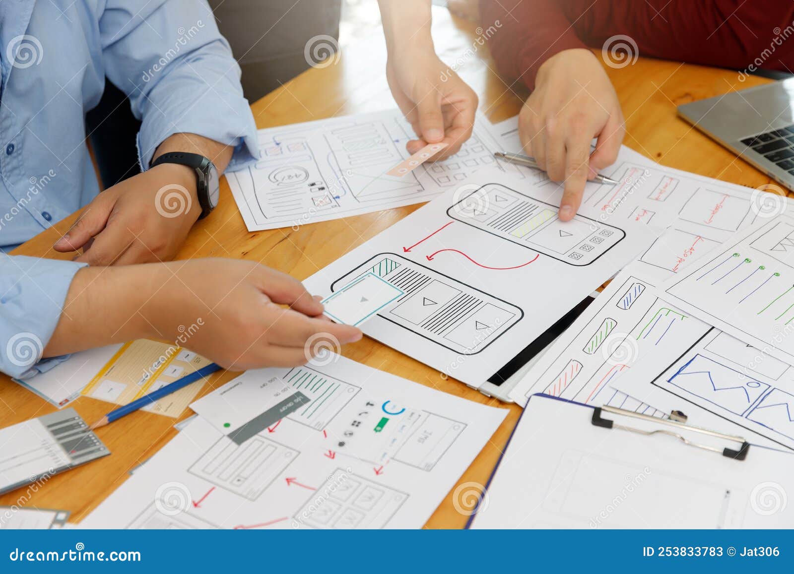 Graphic Designers Work Together with UX UI Designer Planning ...