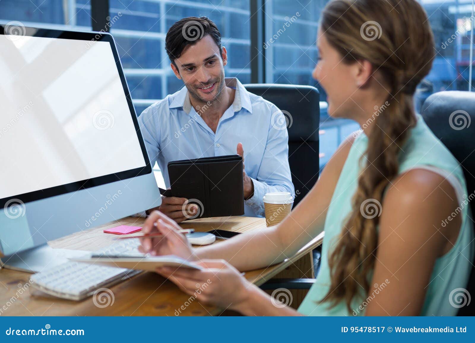 Graphic Designers Working at Desk Stock Image - Image of designing ...