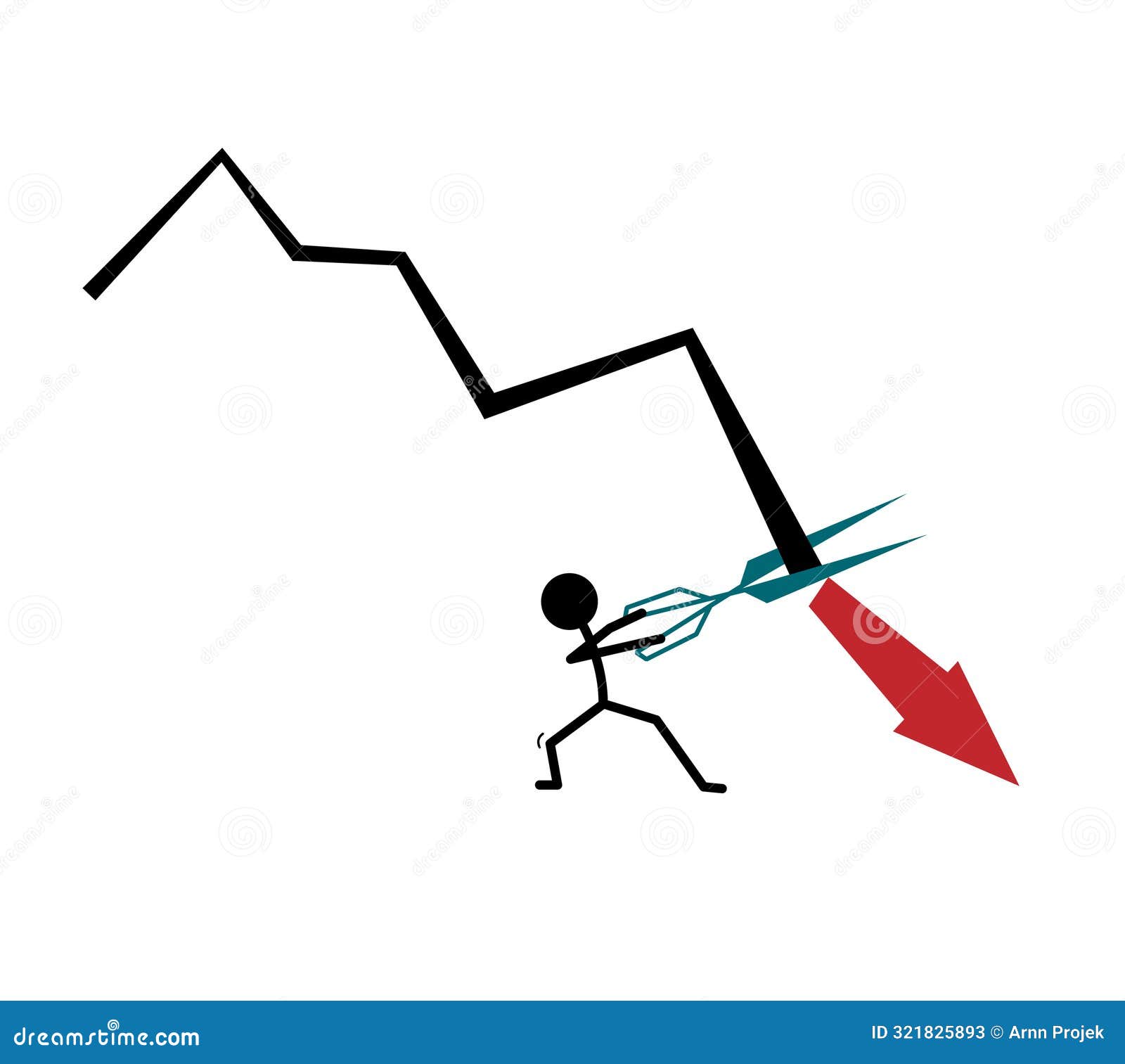 Graphic Diagram Illustration Taken Down and Cut Using Scissors. Loss or ...