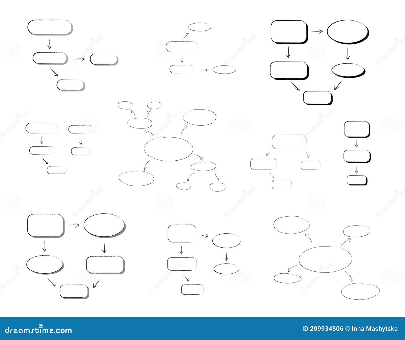 Graphic Diagram Set , Organizational Chart. Hand Drawn of Mind Map or ...