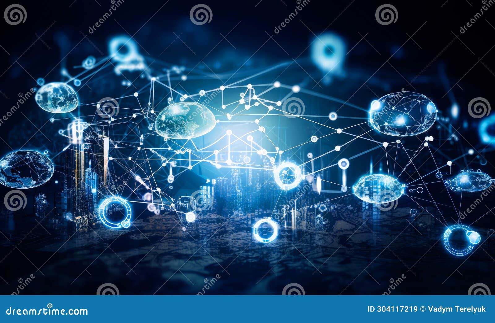 Graphic Digital Technologies. Illustrative of Connection Spheres. Generative AI Stock ...