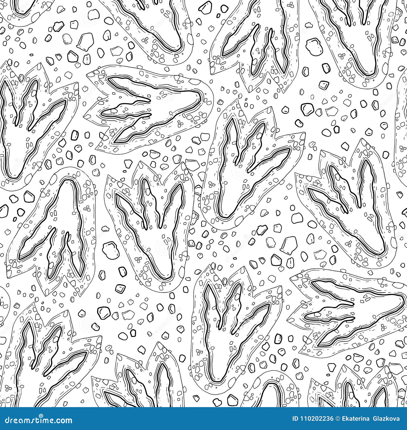 Graphic Dinosaur Footprints Stock Vector - Illustration of creature ...