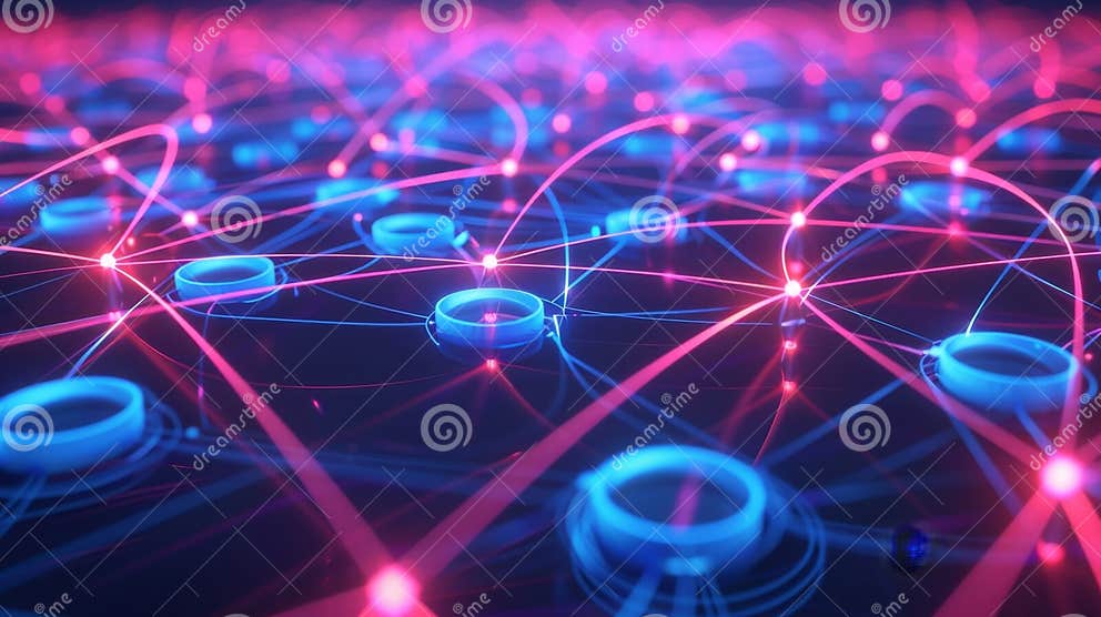 A Graphic Displaying the Interconnected Nodes of a Global Telecommunication Network with ...