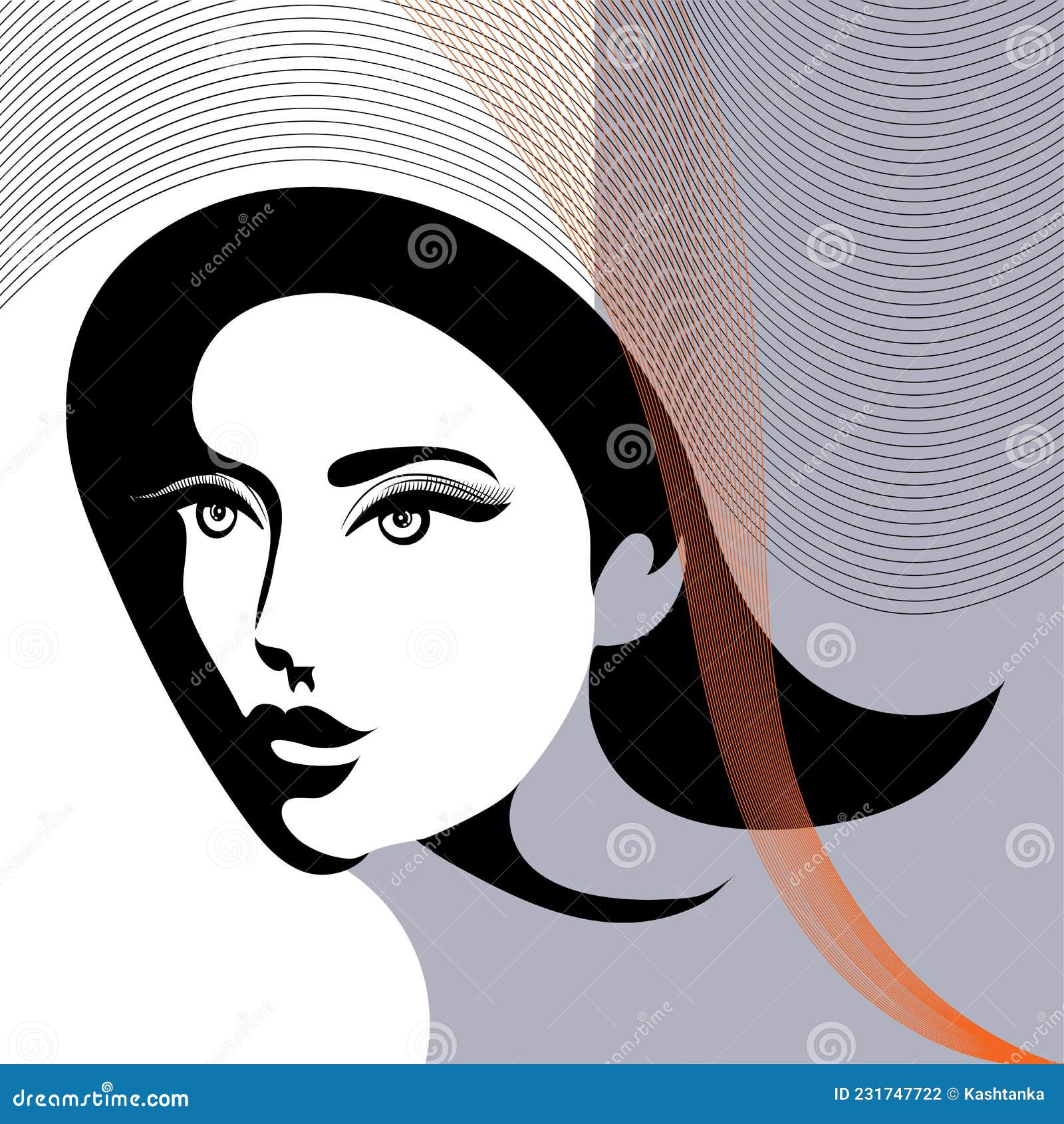 Graphic Drawing with Decorative Face 6 Stock Vector - Illustration of ...