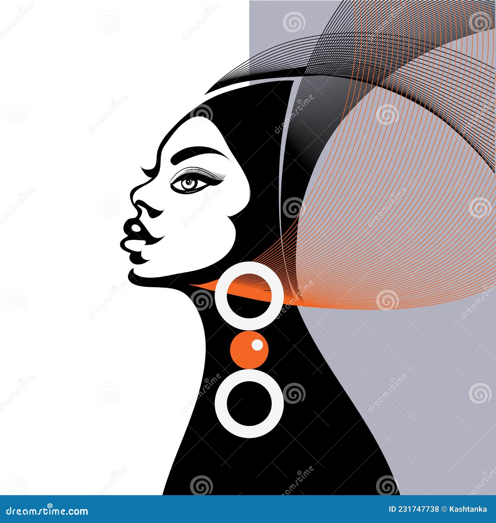 Graphic Drawing with Decorative Face 7 Stock Vector - Illustration of ...