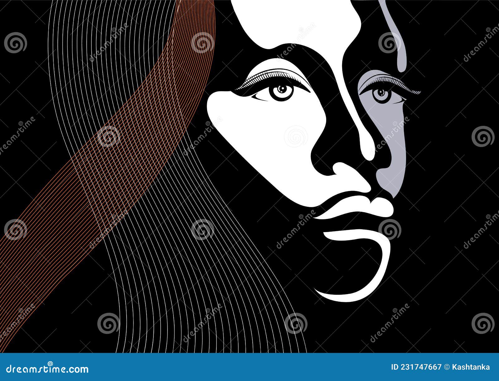 Graphic Drawing with Decorative Face 3 Stock Vector - Illustration of ...