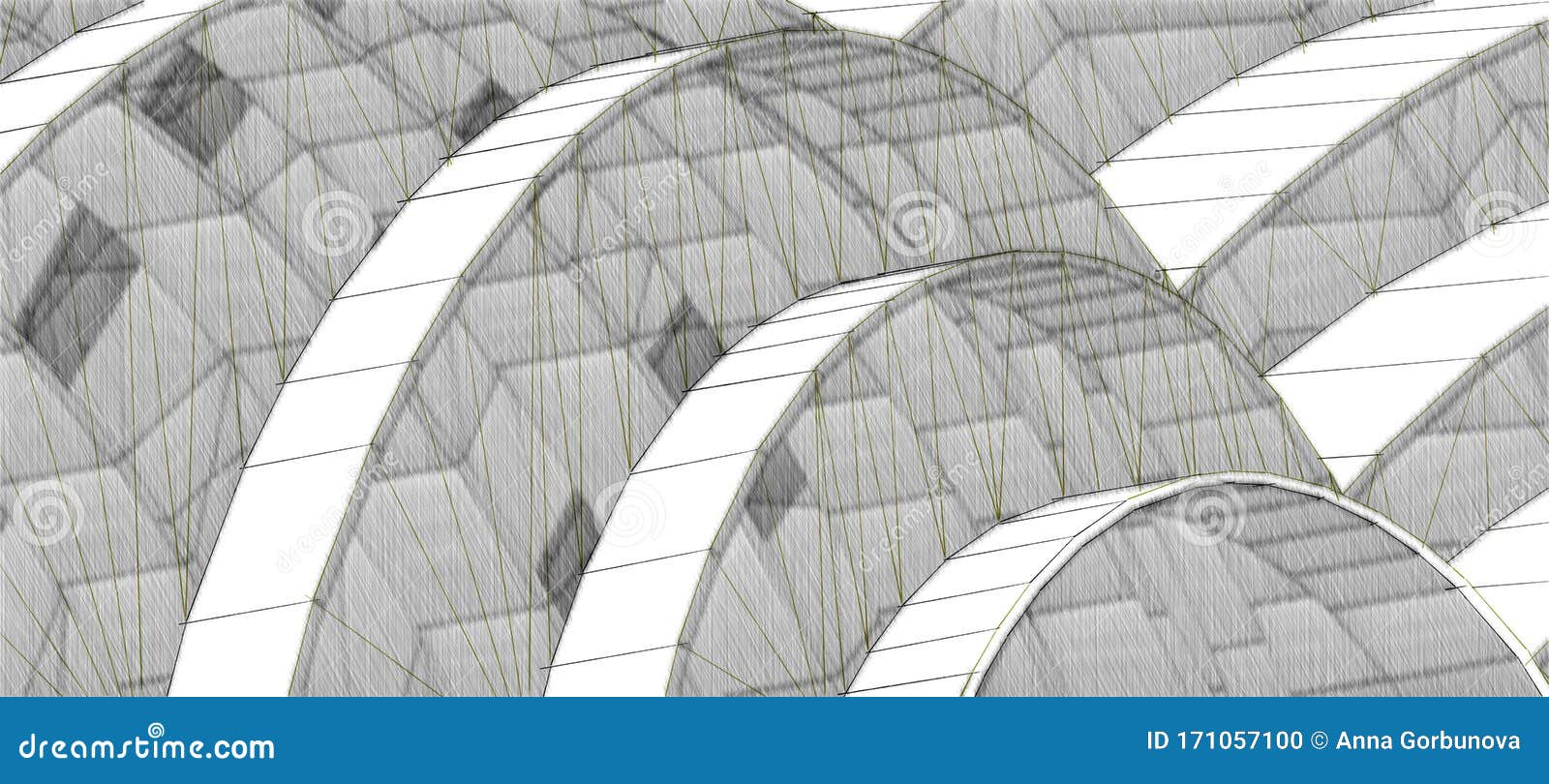 Abstract Architecture Background Pencil Graphic Drawing Curved Building ...