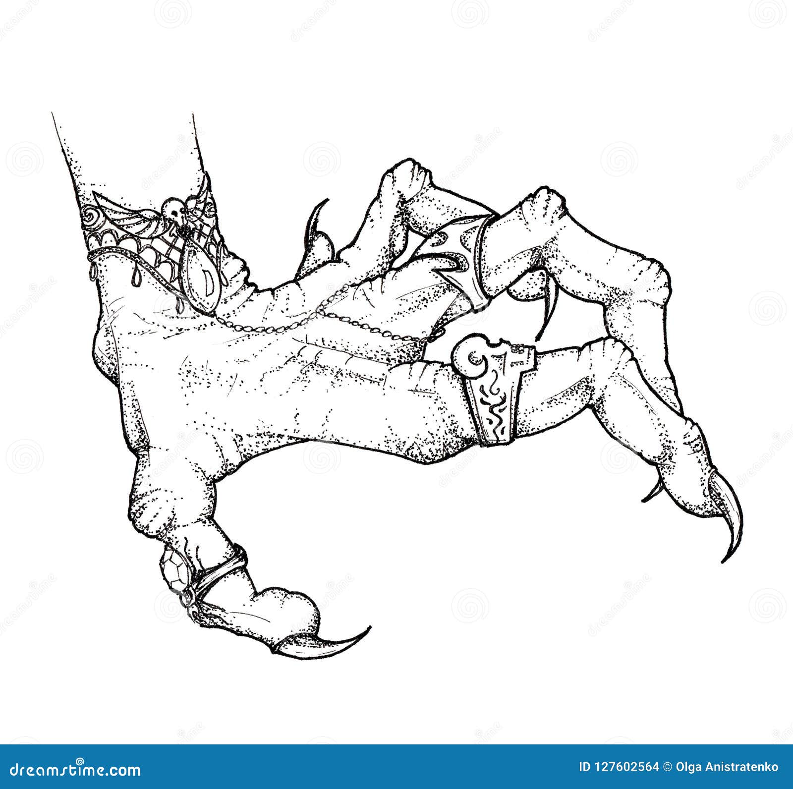 Graphic Drawing on Halloween. Witch`s Hand. Sketch Stock Illustration ...