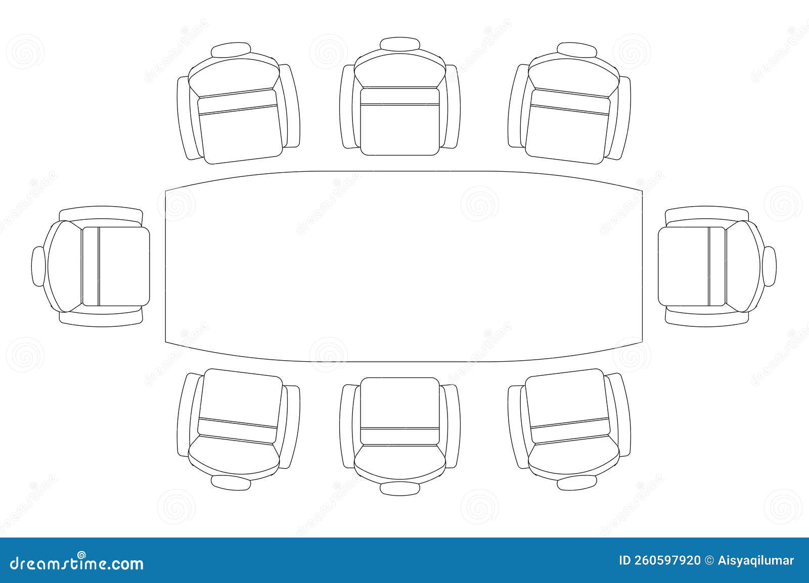 Graphic Drawing of a Meeting or Conference Table with Chairs from Above ... Graphic Drawing of a Meeting or Conference Table with Chairs from Above ...