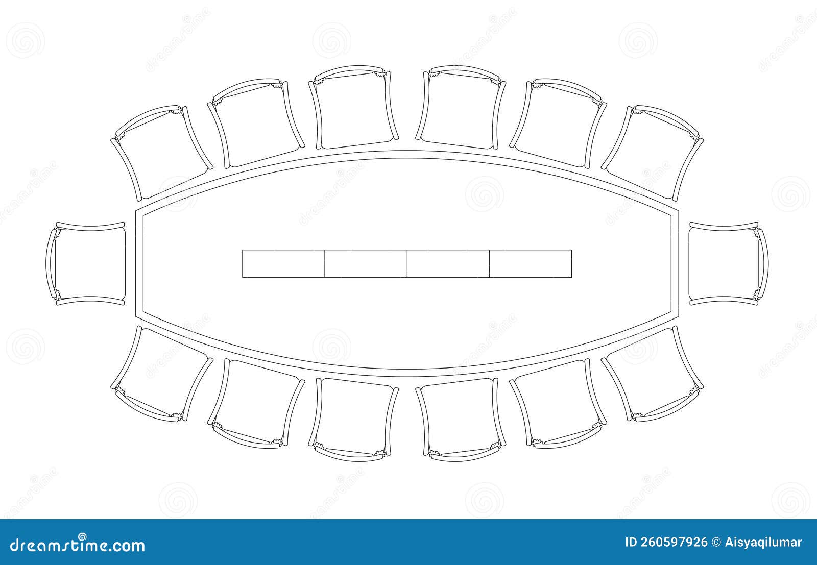 Graphic Drawing of a Meeting or Conference Table with Chairs from Above ...