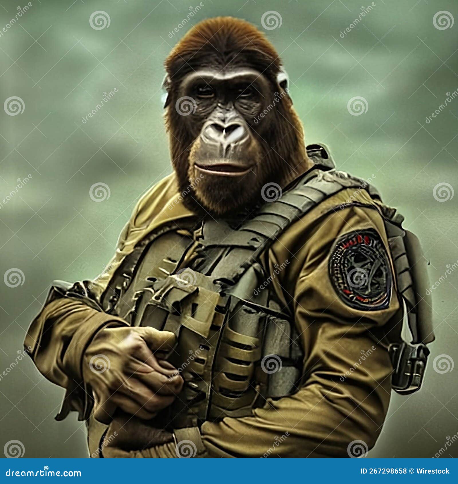 Graphic Drawing of a Military Monkey Stock Illustration - Illustration ...