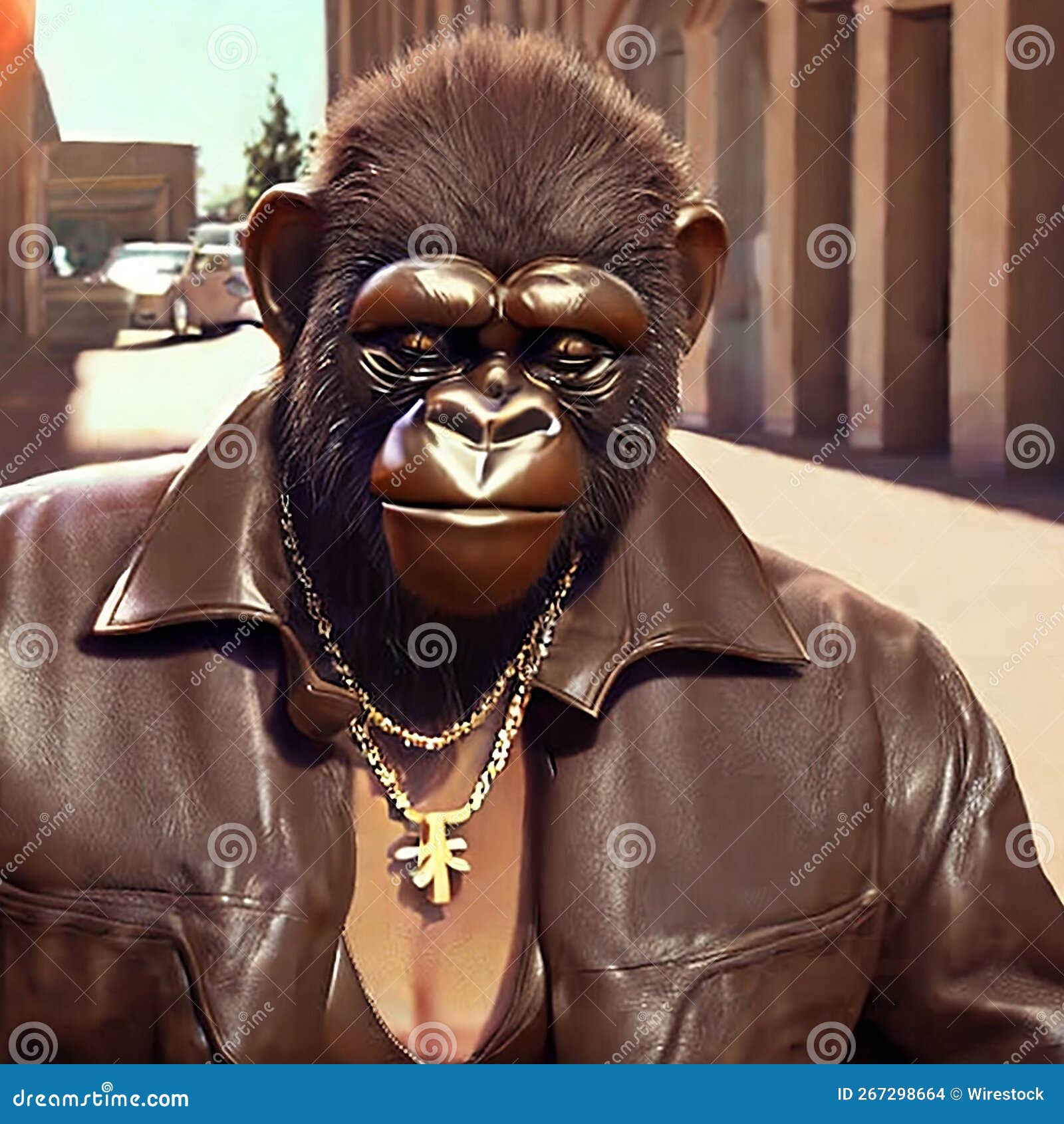 Graphic Drawing of a Monkey with a Chain Stock Illustration ...