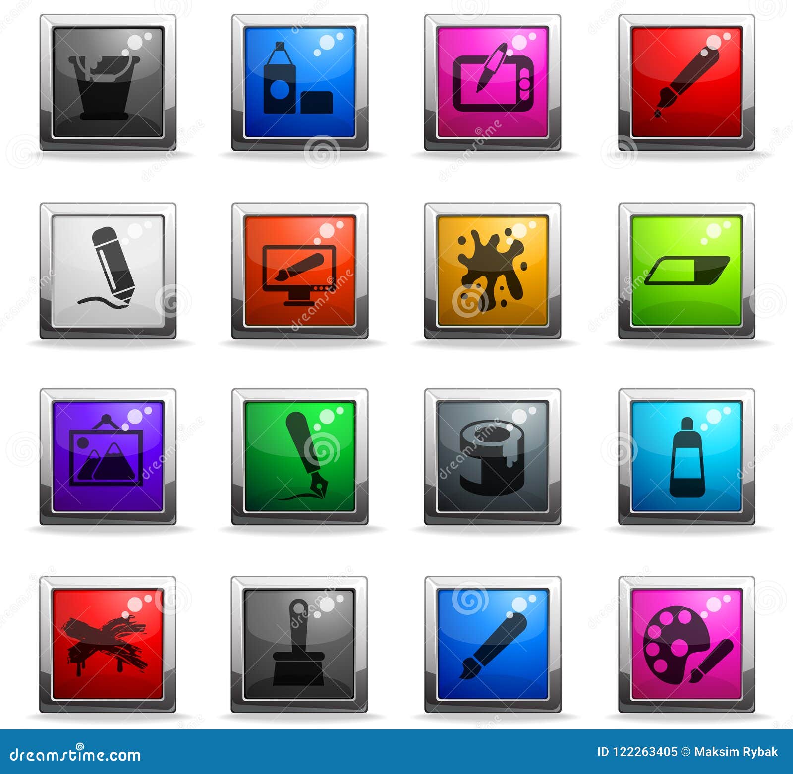 Graphic Editor Tools Icon Set Stock Vector - Illustration of brush ...