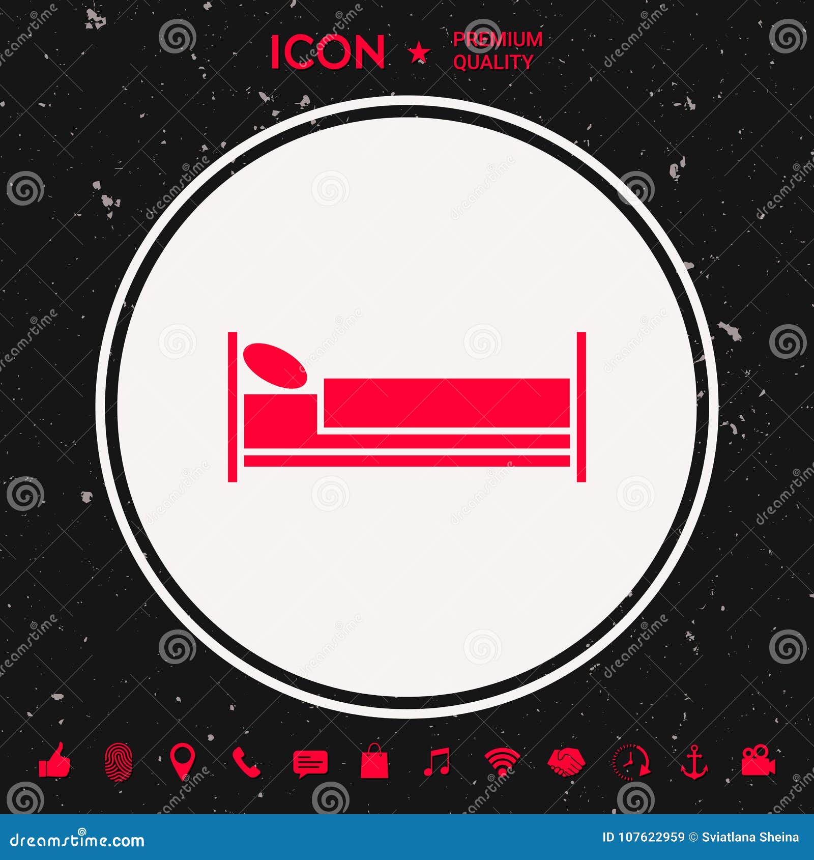 Bed symbol icon stock vector. Illustration of icon, background - 107622959