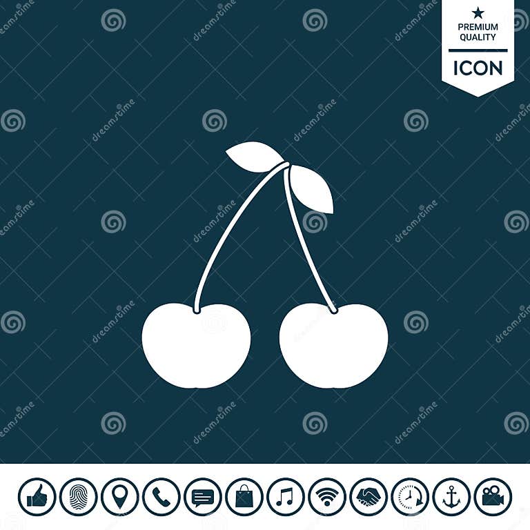 Cherry symbol icon stock vector. Illustration of label - 107004741