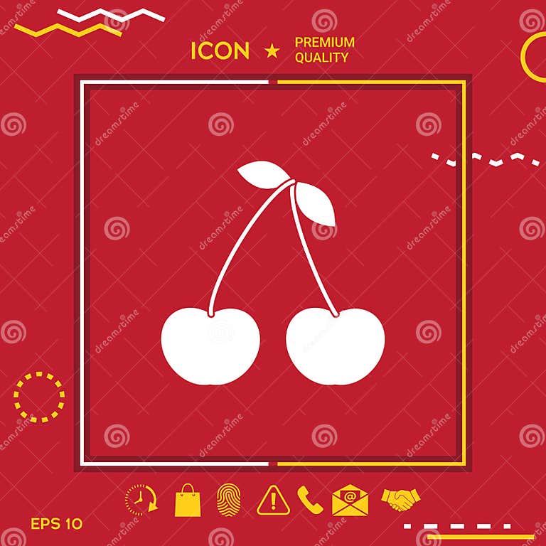 Cherry symbol icon stock vector. Illustration of sticker - 107937834