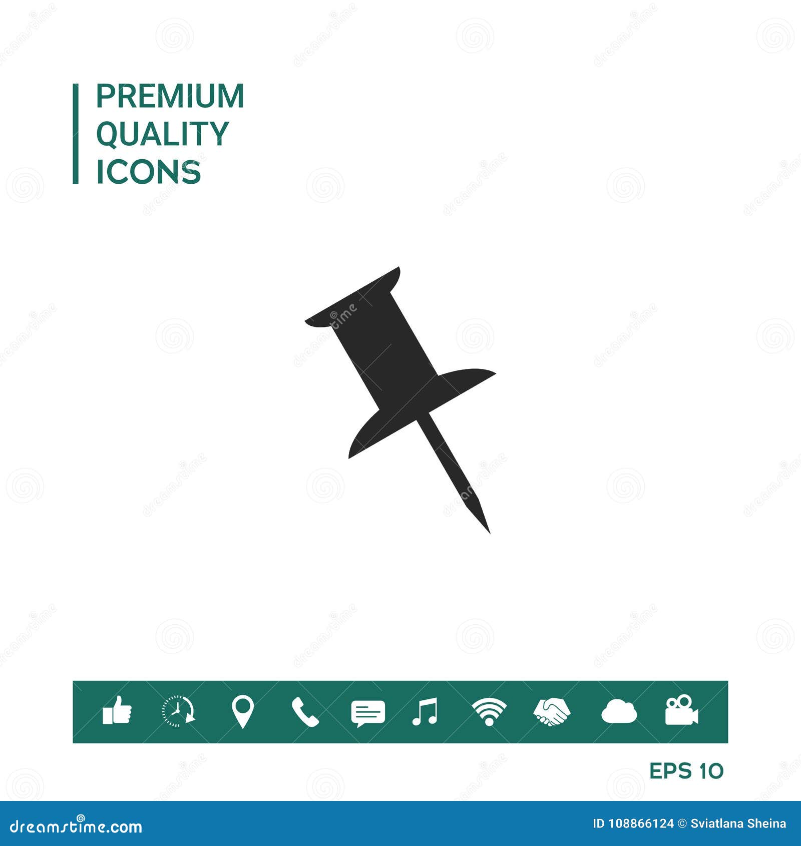 Drawing pin icon stock vector. Illustration of tool - 108866124