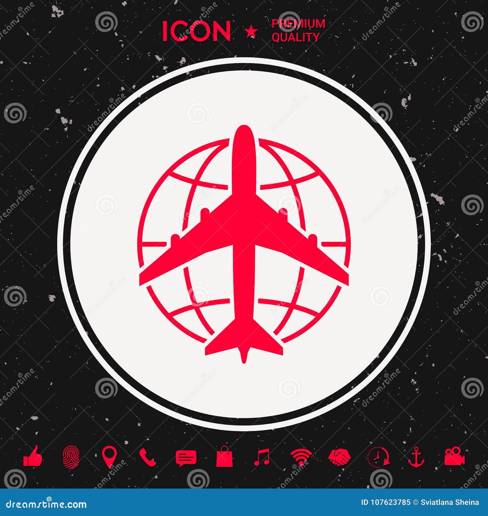 Earth and Airplane logo stock vector. Illustration of sign - 107623785