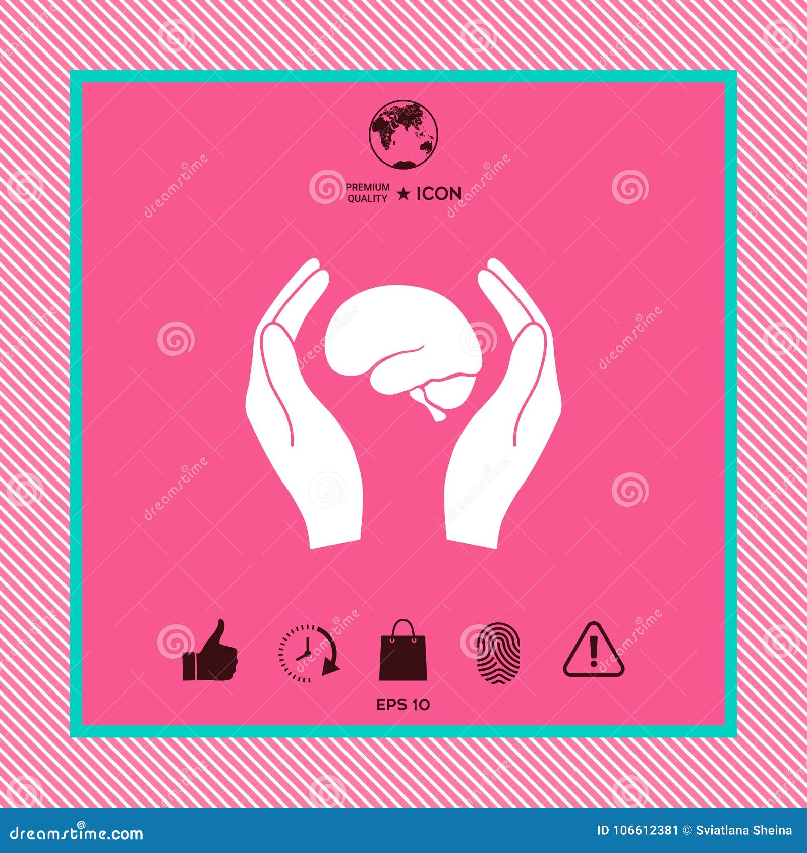 Hands Holding Brain - Protection Icon Stock Vector - Illustration of ...