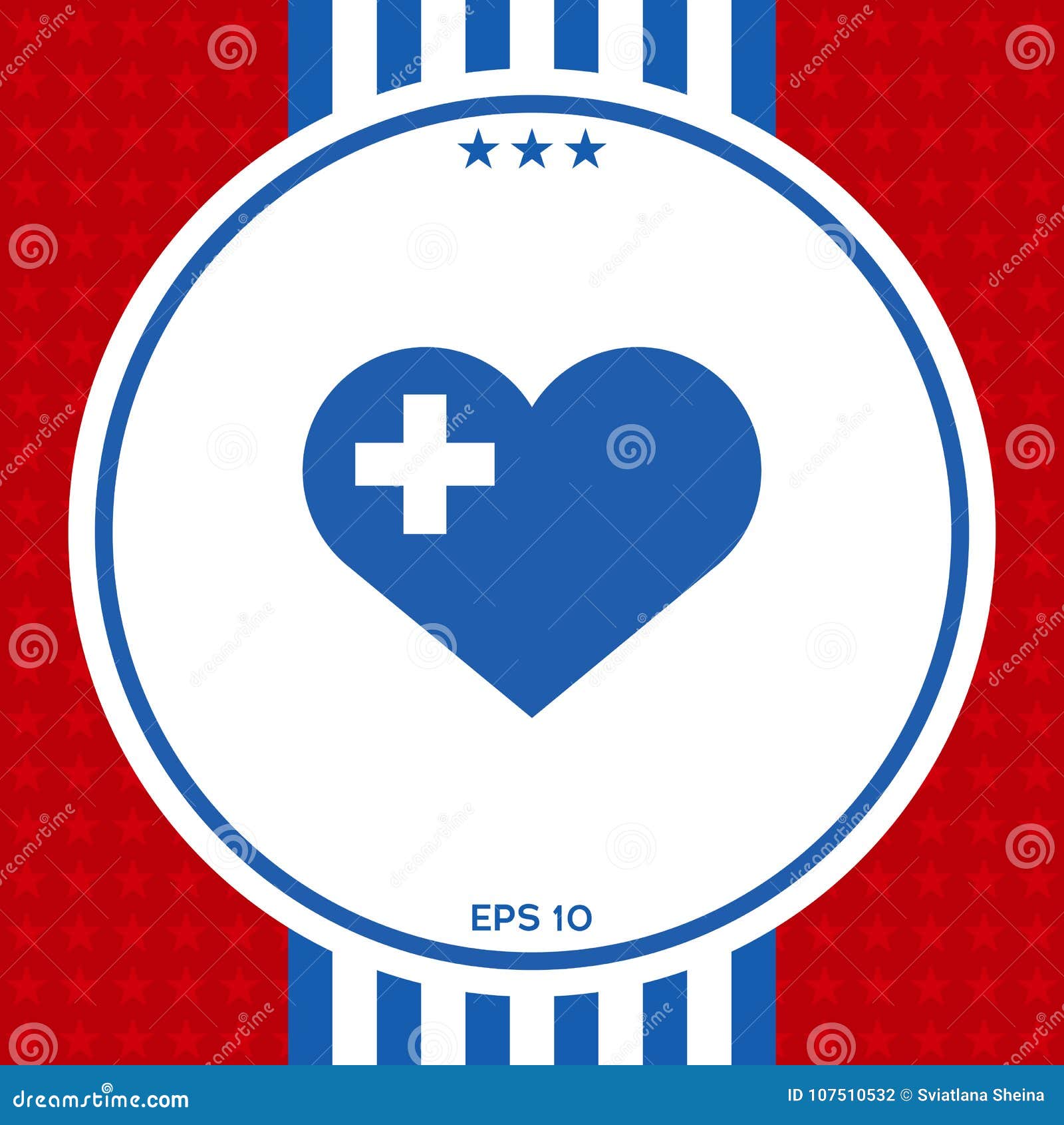 Heart with medical cross stock vector. Illustration of clinical - 107510532