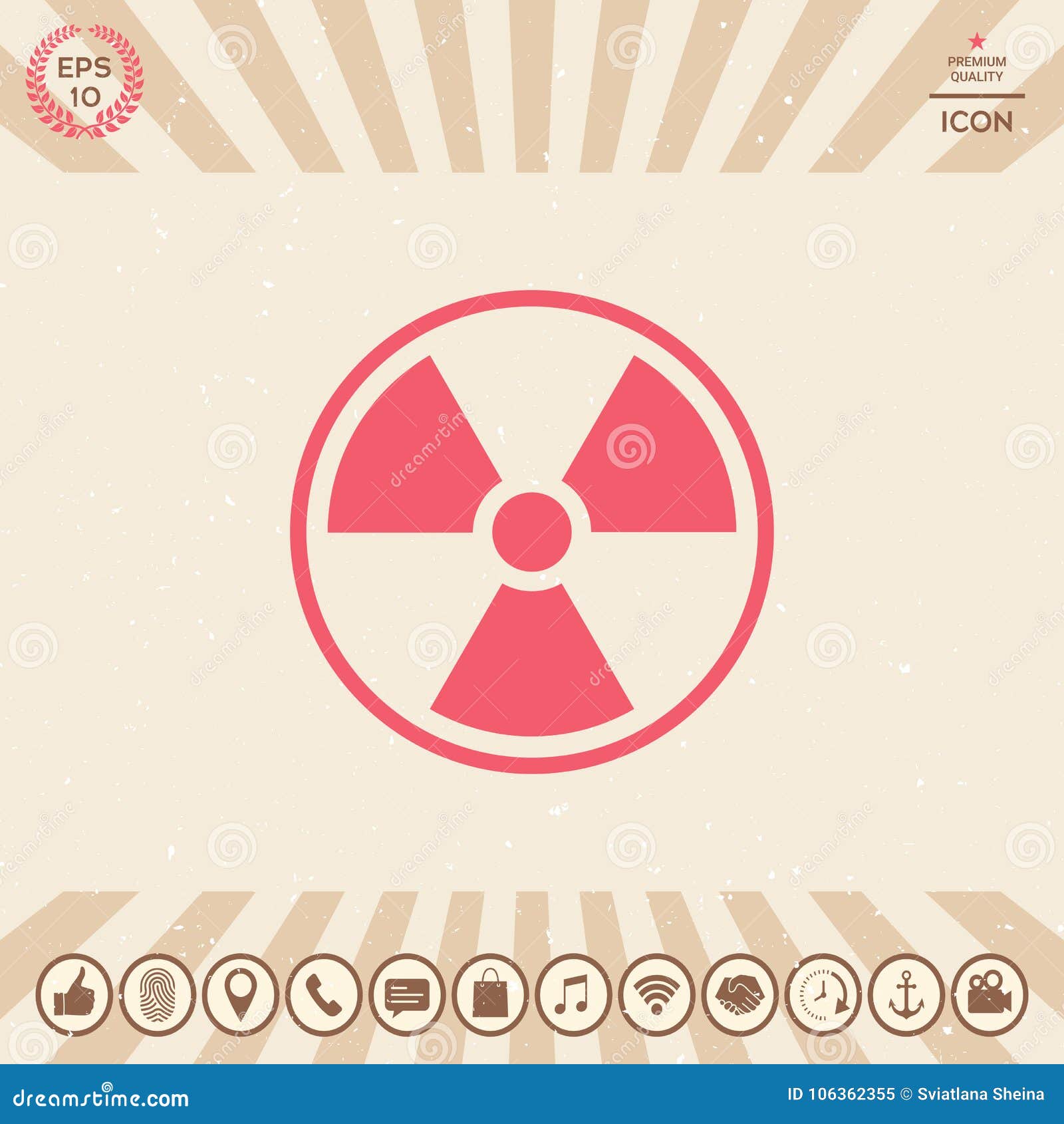 Ionizing radiation icon stock vector. Illustration of badge - 106362355