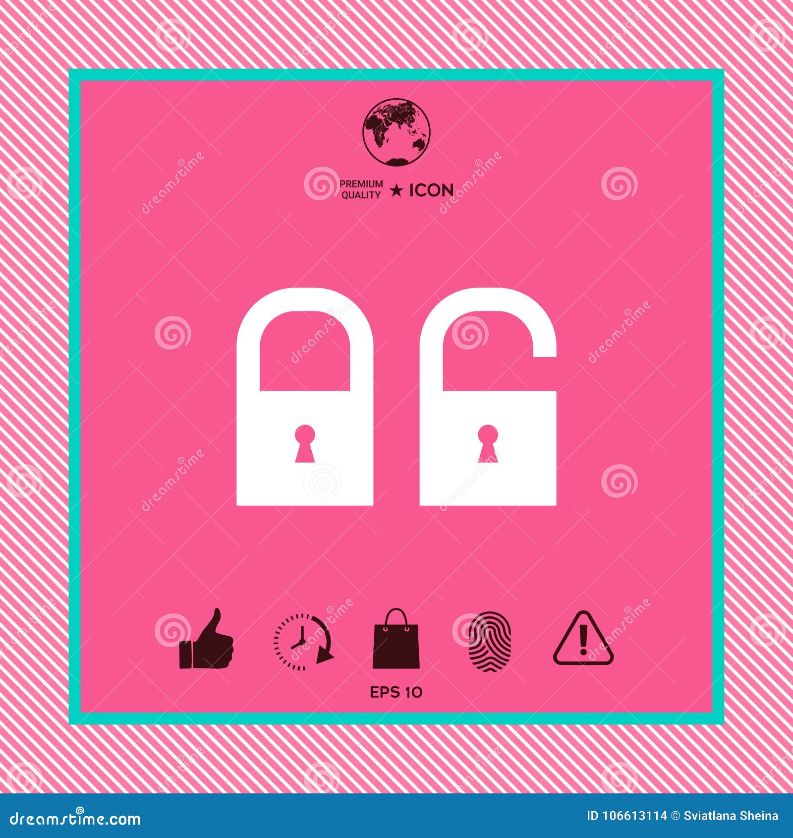 Lock, unlock - set icon stock vector. Illustration of computer - 106613114
