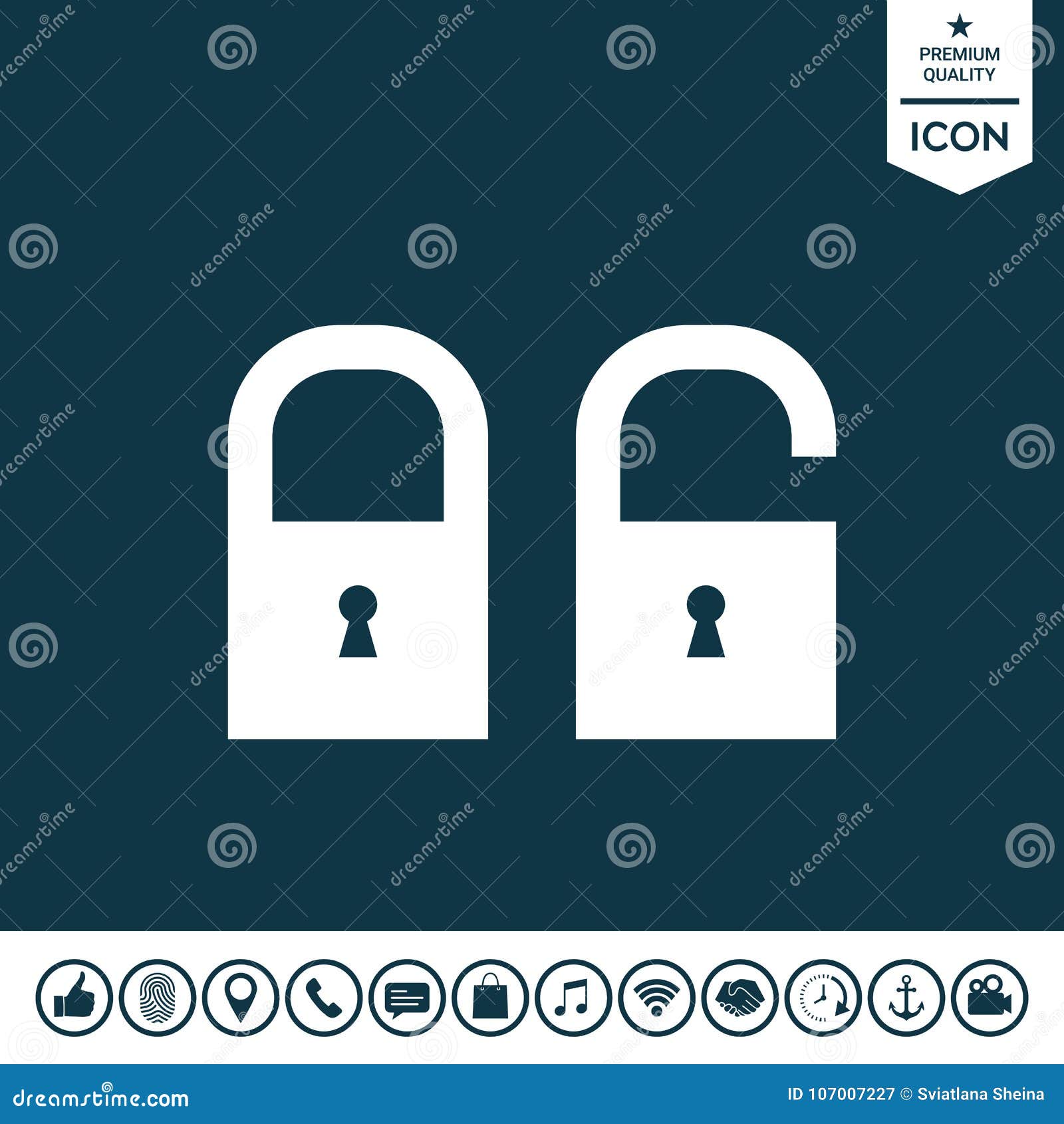 Lock, unlock - set icon stock vector. Illustration of padlock - 107007227