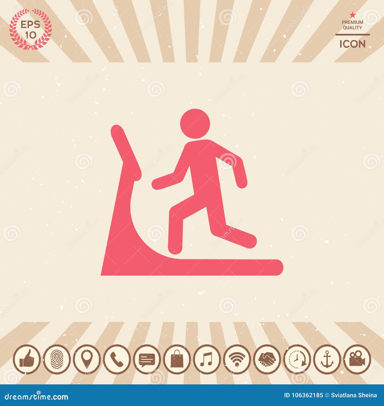 Man on treadmill icon stock vector. Illustration of sport - 106362185