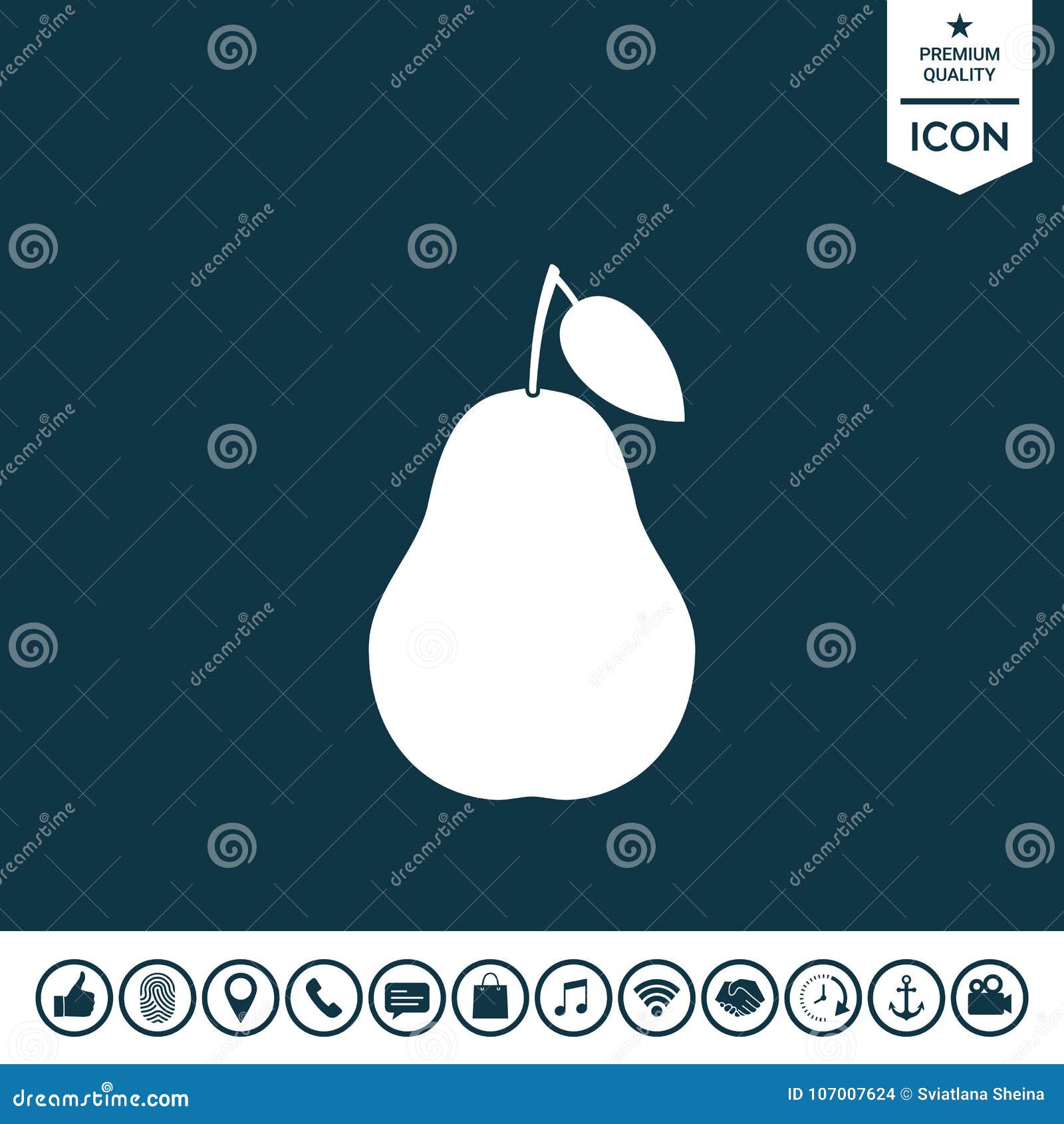 Pear symbol icon stock vector. Illustration of sweet - 107007624