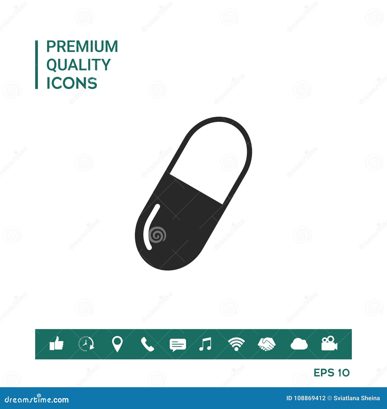 Pill symbol icon stock vector. Illustration of antibiotic - 108869412