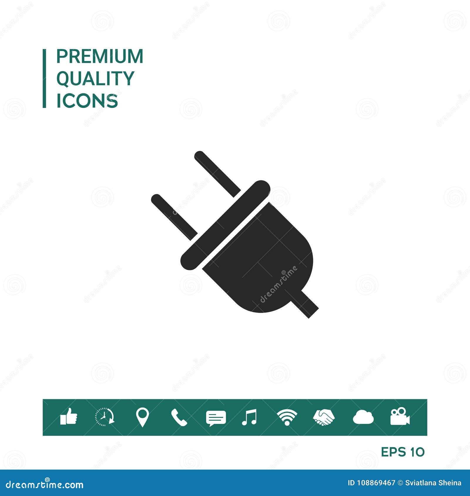 Plug symbol icon stock vector. Illustration of cable - 108869467